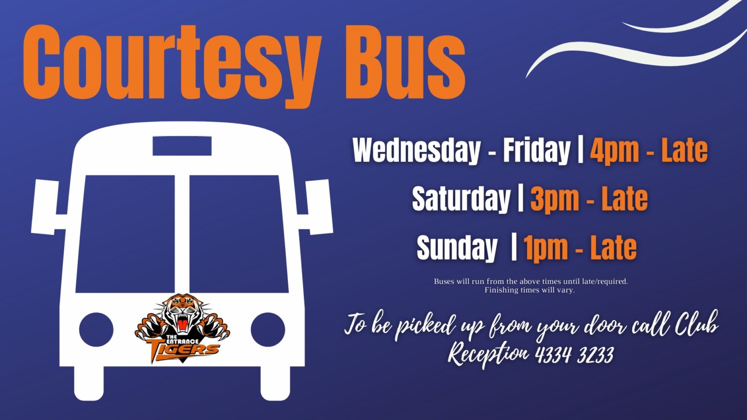 Courtesy Bus – The Entrance Leagues